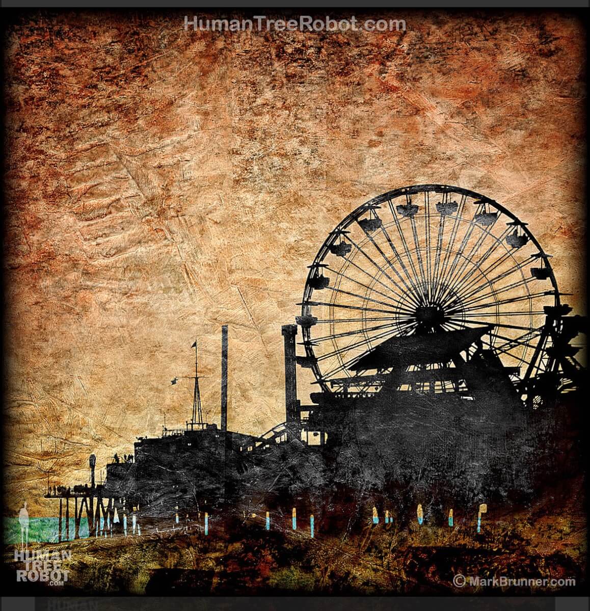 Santa Monica Pier, Yellow created by HumanTreeRobot