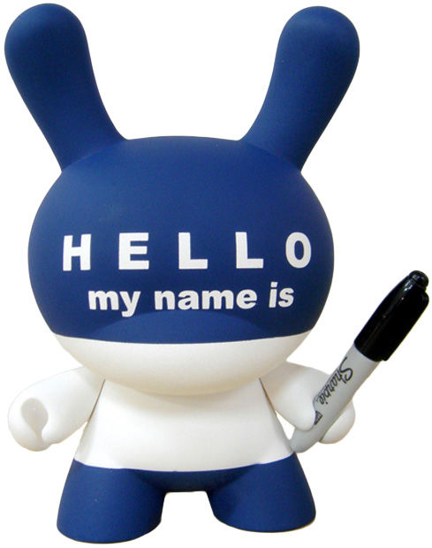 8" Blue Hello My Name Is (HMNI) created by Huck Gee