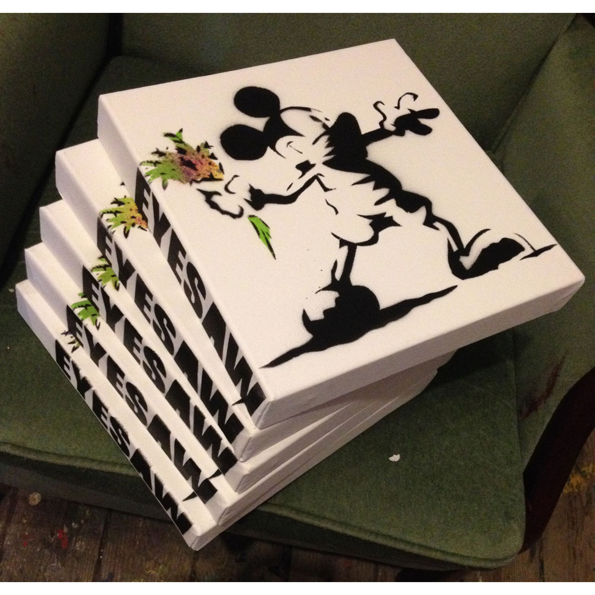 "MICKEY MOUSE BANKSY" Canvas created by Eyesaw