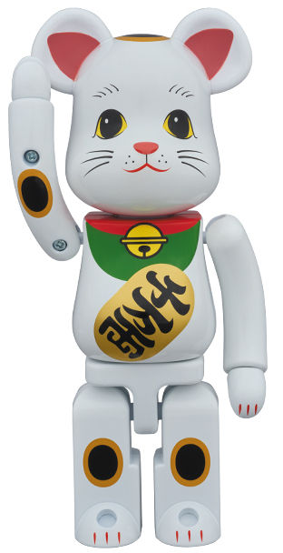 100% White Maneki Neko Be@rbrick created by Medicom