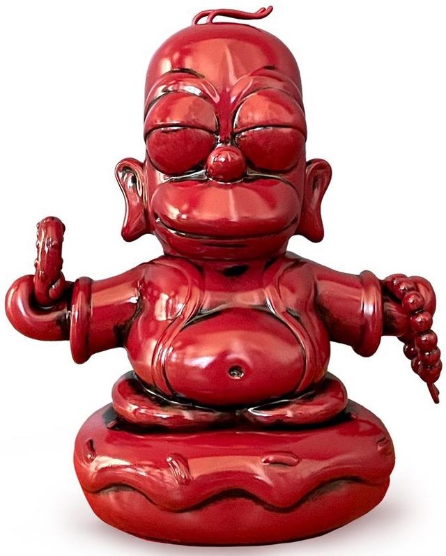 7" Vermilion Red Homer Buddha : The Simpsons created by Matt Groening