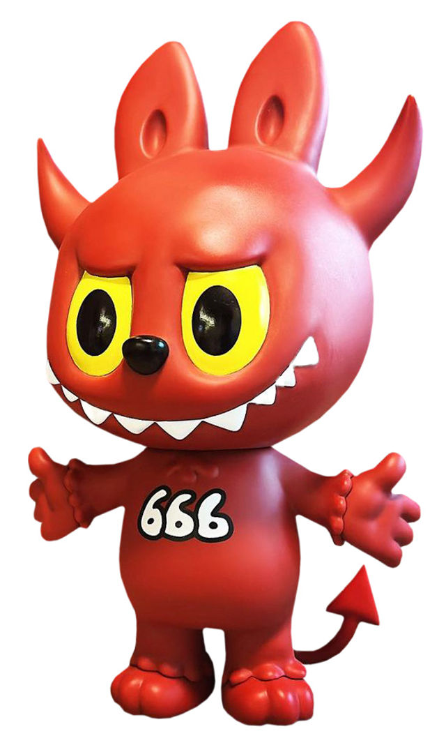 Red 666 Labubu Yellow Eyes created by Kasing Lung